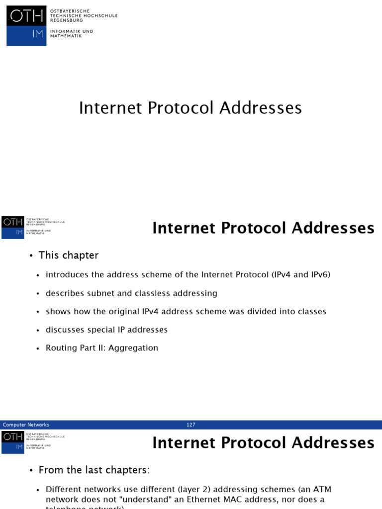 06 NW - Internet Protocol Addresses Note Chinh | PDF | Ip Address | I Pv6