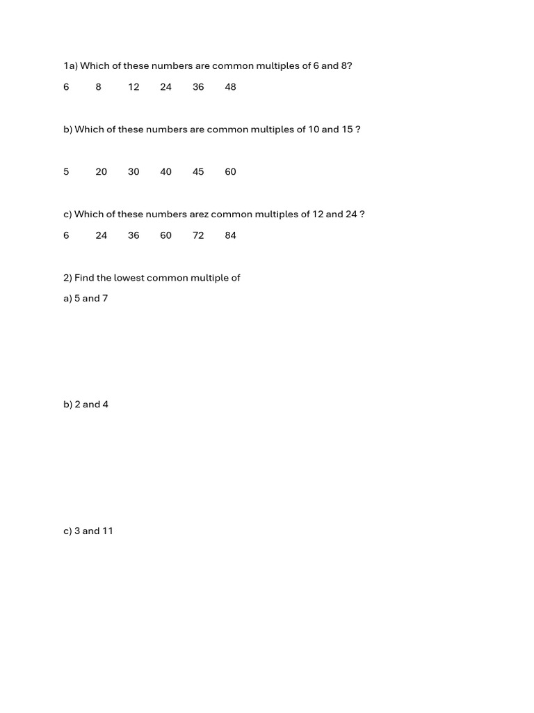 Exercise 2 LCM and HCF 1.2 | PDF | Elementary Mathematics | Abstract ...