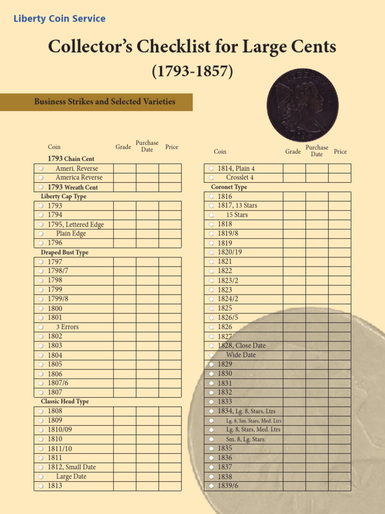 Collectors Checklist Large Cents | PDF | Foreign Exchange Market ...