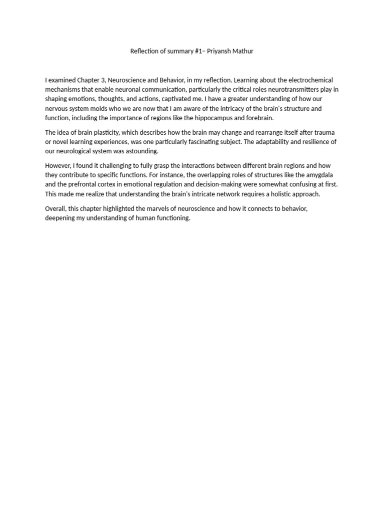 Reflection of Learning Summary #1 - 84491356 | PDF