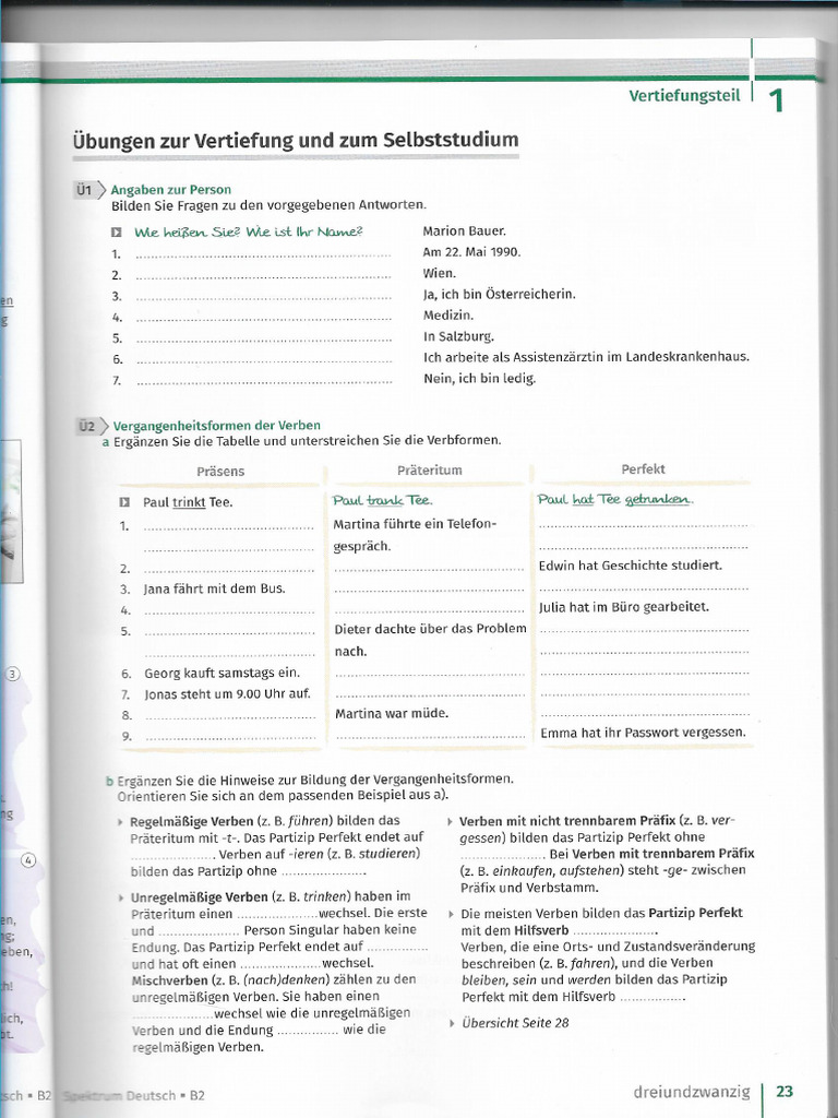 Kapitel 1 ÜB Sprektrum B2 | PDF