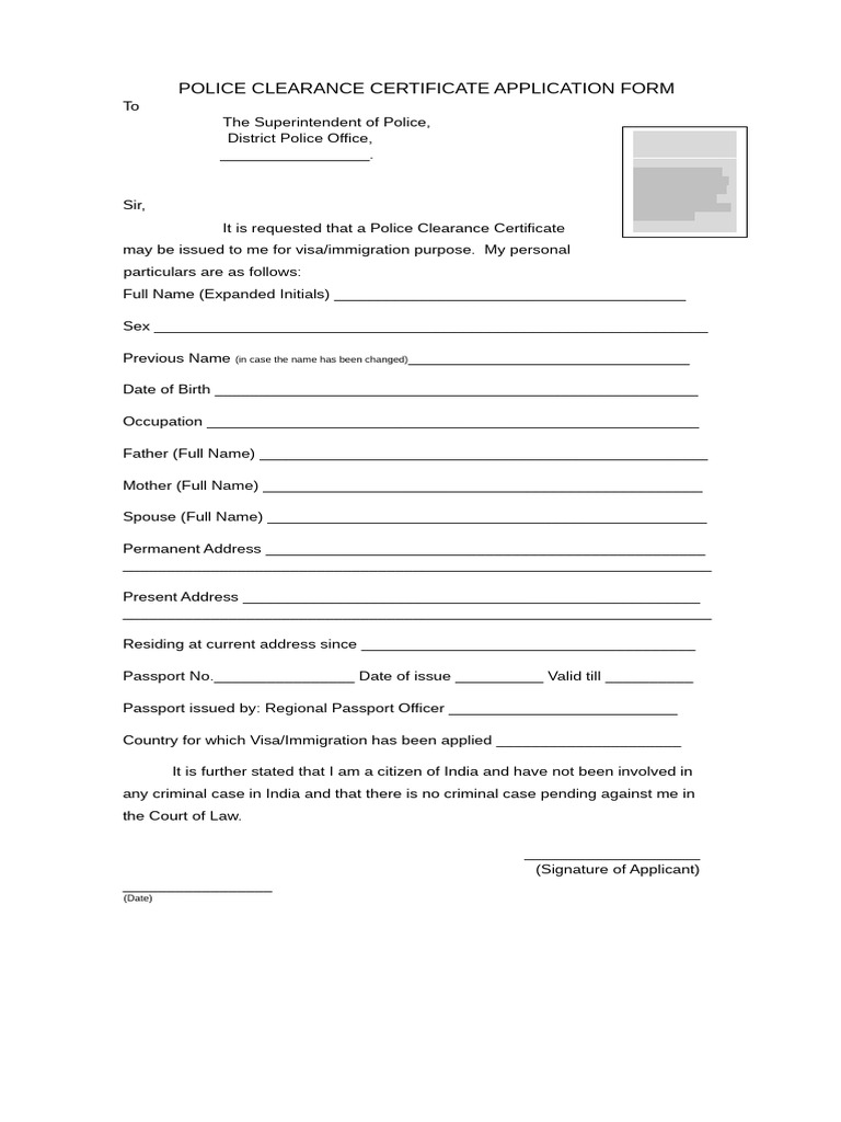 Clearance Certificate Application Form | PDF