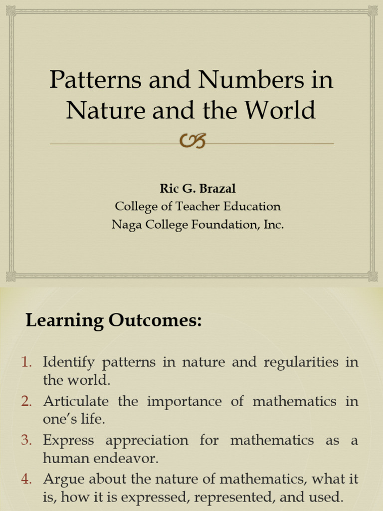 Lesson 1 Patterns and Numbers in Nature and The World | PDF