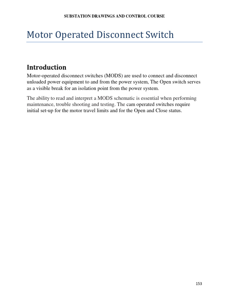 Motor Operated Disconnect Switch Overview | PDF | Switch | Fuse ...