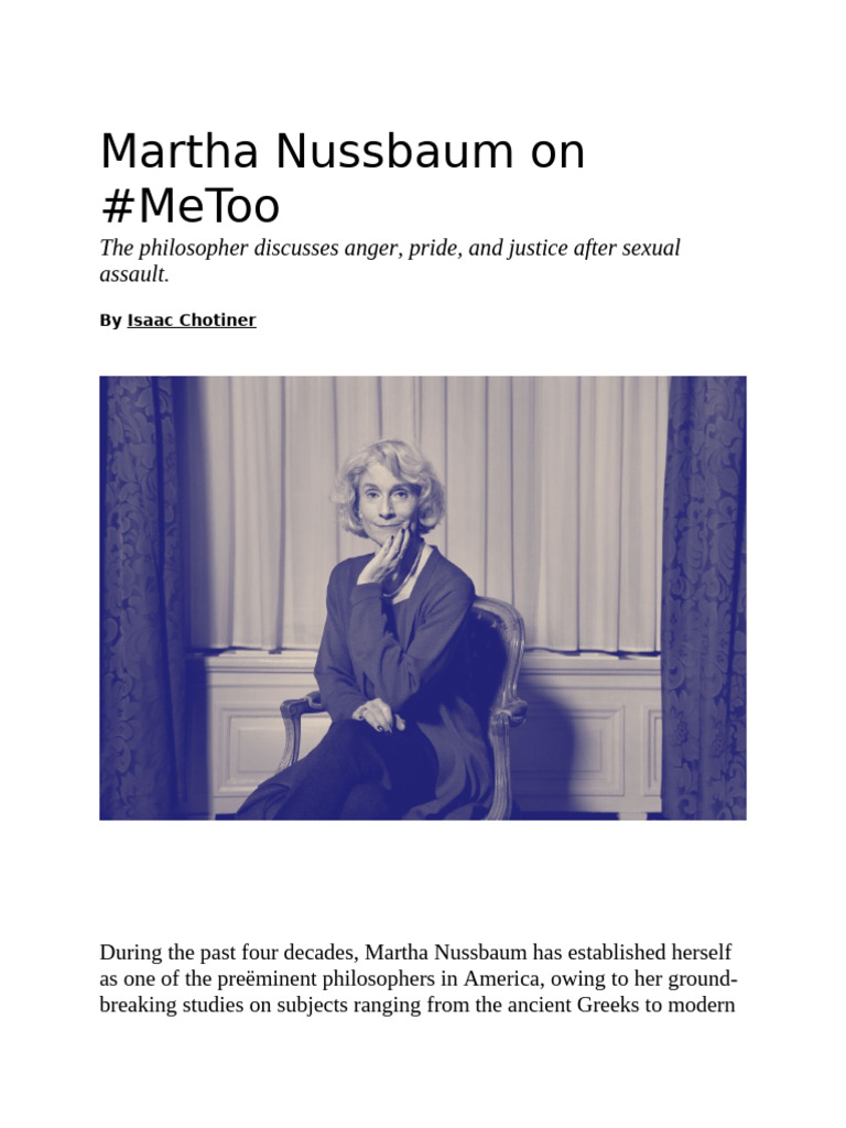 Martha Nussbaum On #MeToo Oct. 23 | PDF | Pride | Anger