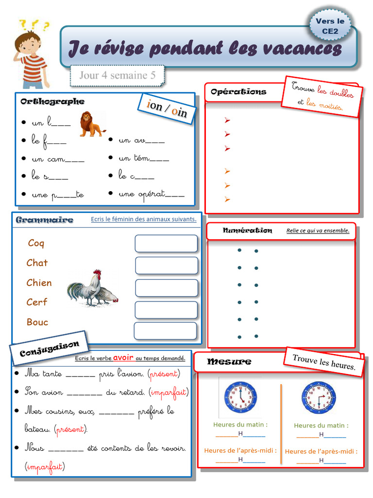 Révisions CE2 : Exercices de français et maths | PDF | Linguistique