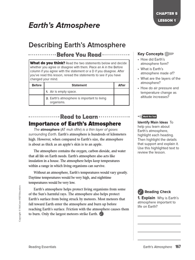 Earth's Atmosphere - Reading | PDF | Atmosphere Of Earth | Atmosphere