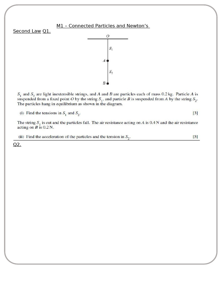 Mech 1 Connected Particles and Newtons Second Law | PDF