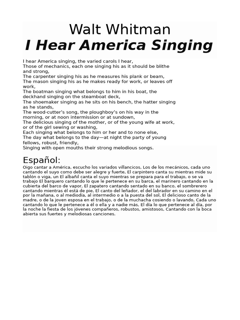 Walt_Whitman_American Singing | PDF