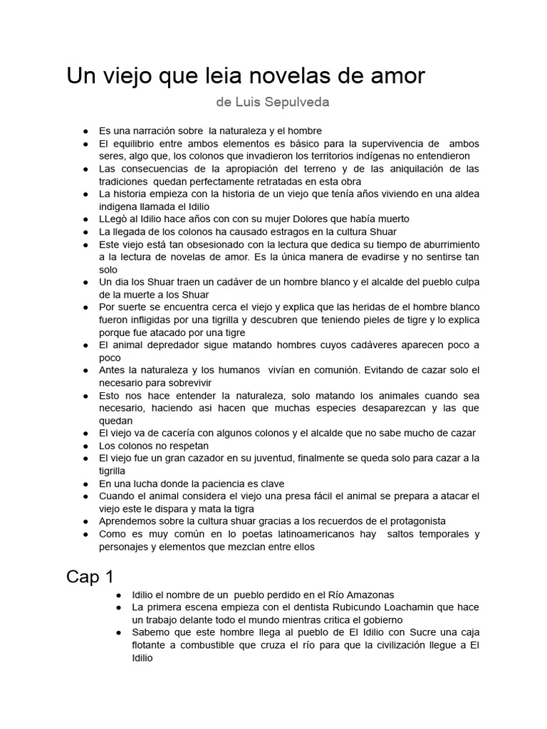 Un Viejo Que Leia Novelas de Amor | PDF | Caza | Amor