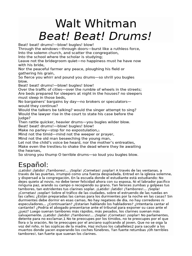 Walt - Whitman - Beat Beat Drums! | PDF