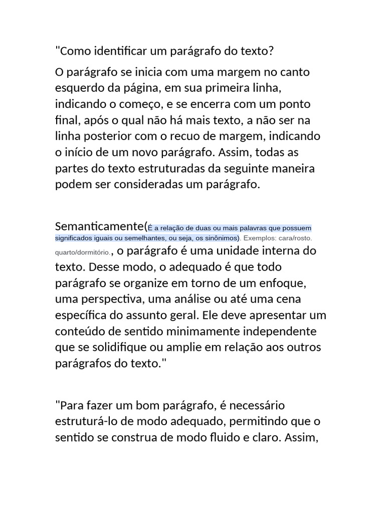 Identificando e Estruturando Parágrafos | PDF | Parágrafo