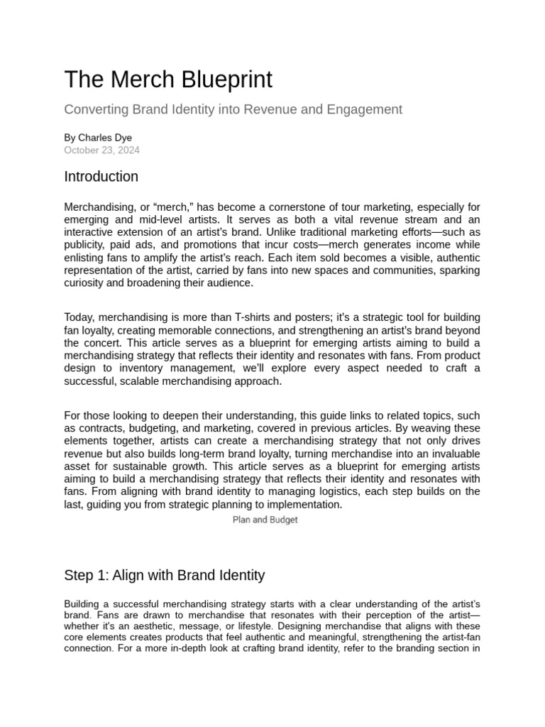 Merch Strategy for Emerging Artists | PDF | Merchandising | Inventory