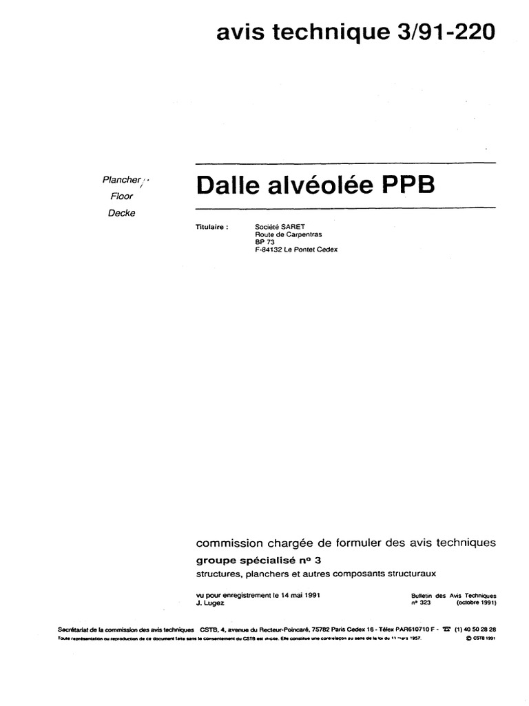 020E4536 Dalles Alvéolées PPB Avis Technique | PDF