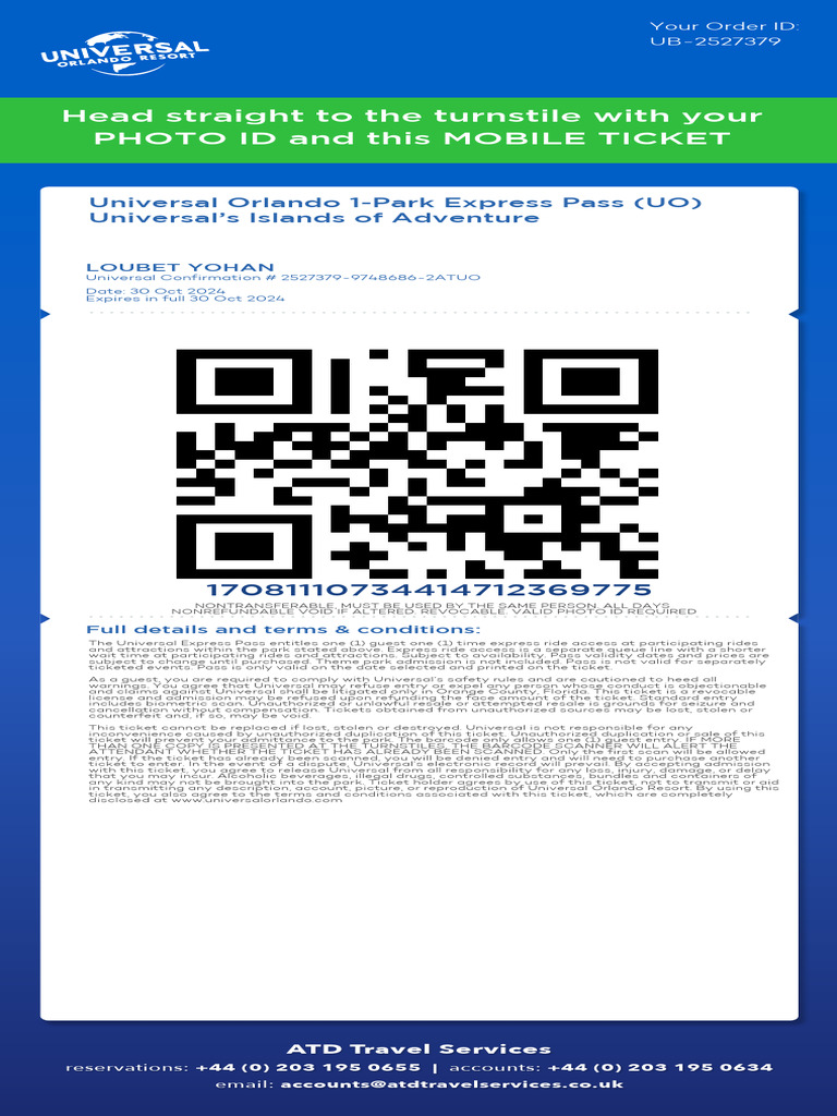 Universal Orlando Express Pass Details | PDF | Ticket (Admission ...