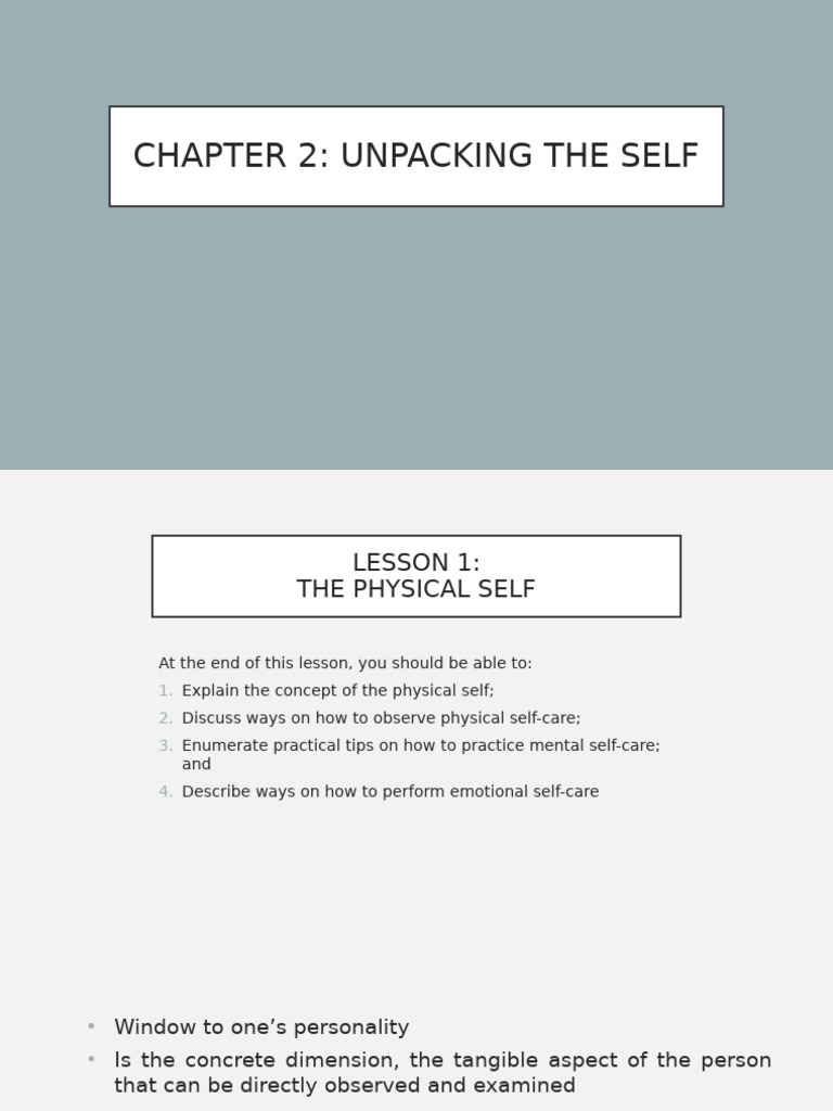 Chapter 2 - Understanding The Self - Lesson 1 | PDF