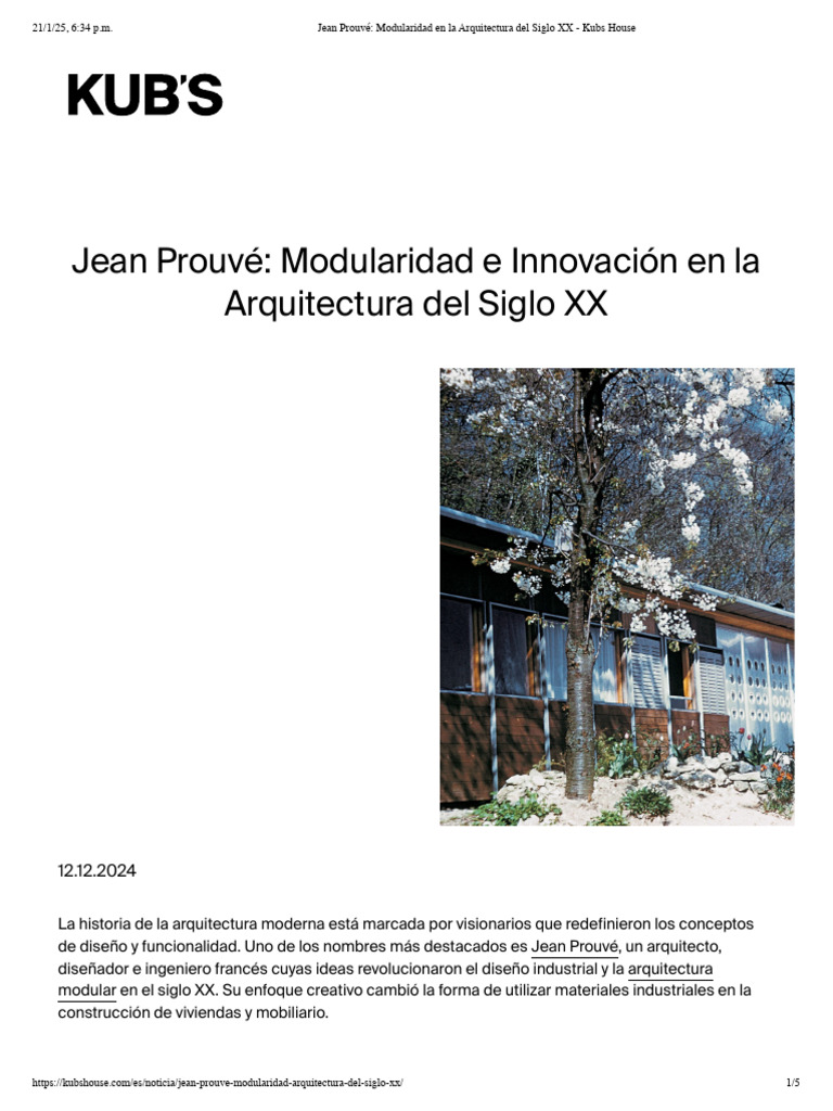 Jean Prouvé - Modularidad en La Arquitectura Del Siglo XX - Kubs House ...