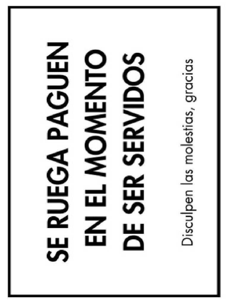 Se Ruega Paguen Al Ser Servidos | PDF