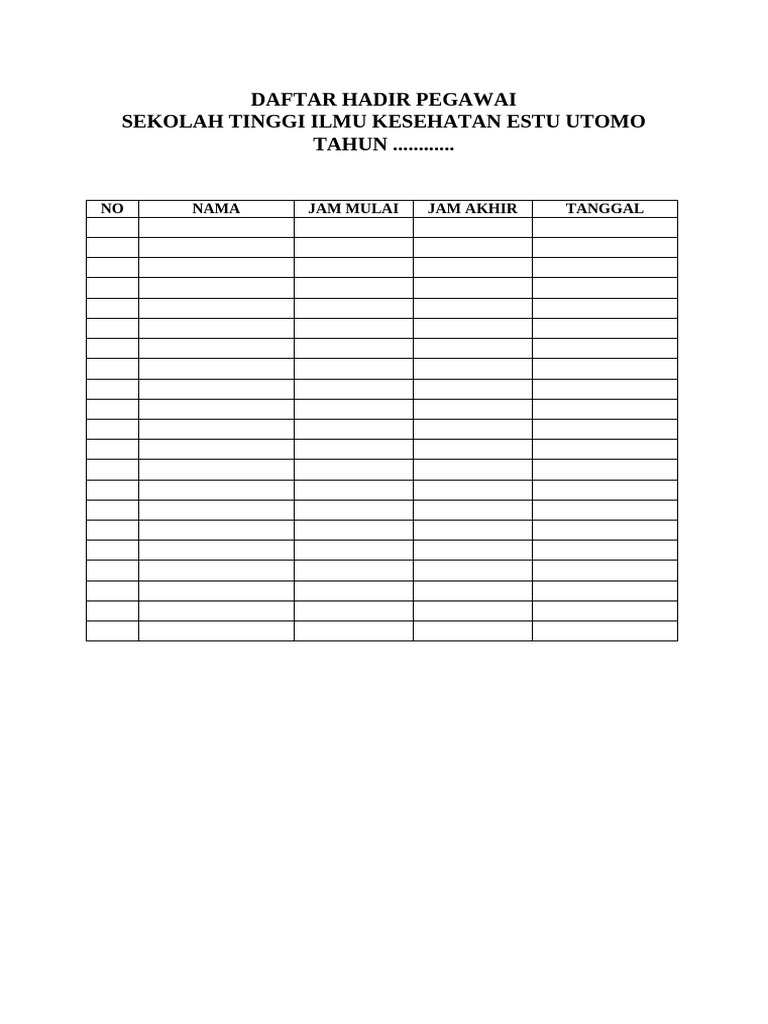 Daftar Hadir Pegawai | PDF