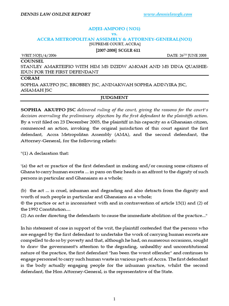 Adjei-Ampofo v. AMA: Supreme Court Ruling | PDF | Jurisdiction ...