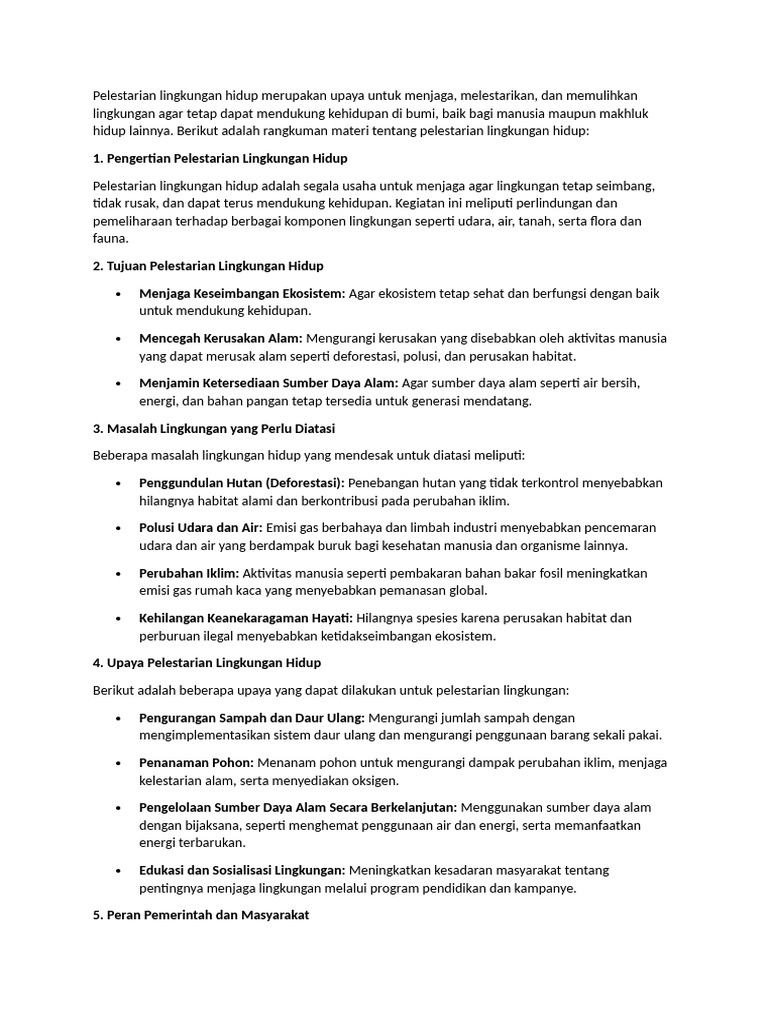 Pelestarian Lingkungan Hidup Dalam Konteks Pengelolaan Sampah | PDF