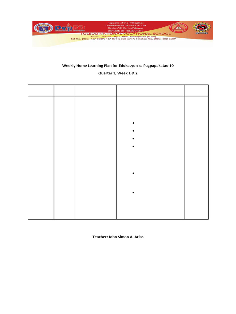 ESP 10 Q3W1 2 Mini Lesson With WHLP and LAS | PDF