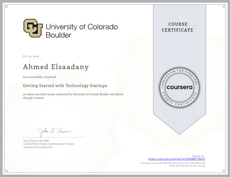 Tech Startup Course Completion | PDF