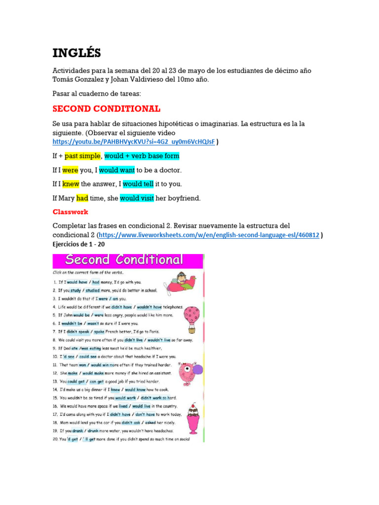 ACTIVIDADES DE INGLÉS PARA LOS ESTUDIANTES GONZALES Y VALDIVIESO | PDF