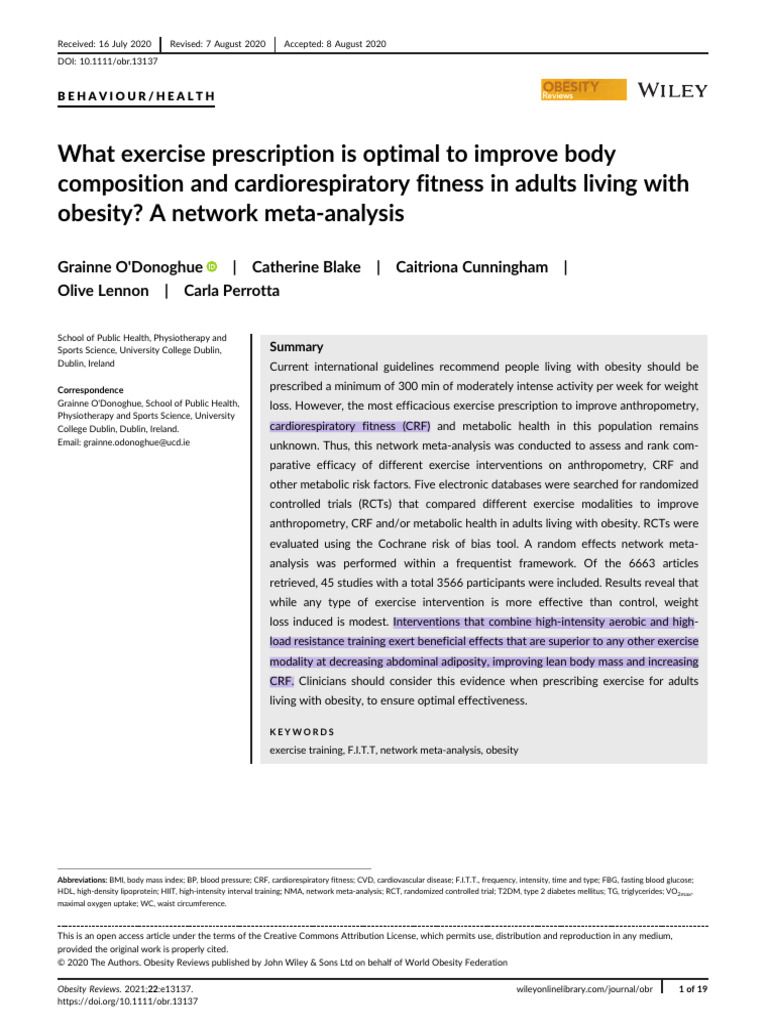 What Exercise Prescription Is Optimal To Improve Body Composition and ...