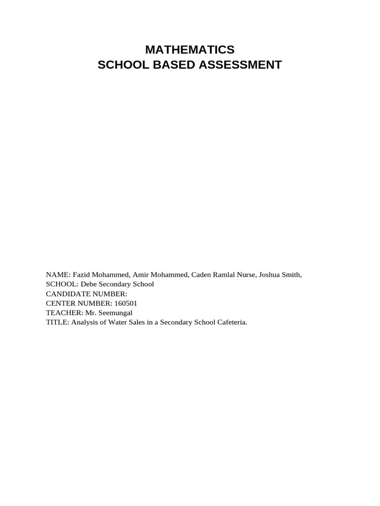 Math SBA | PDF | Mean | Temperature