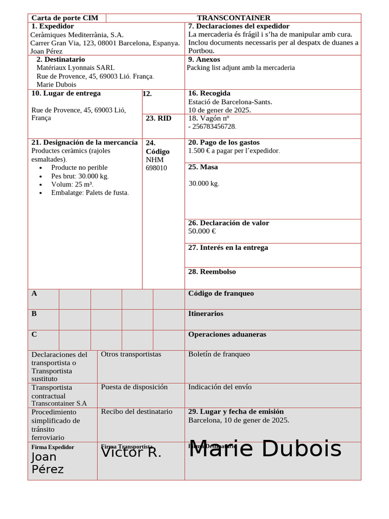 Carta Porte Cim Formato | PDF