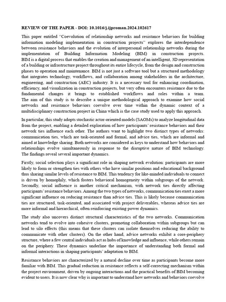BIM Resistance and Network Dynamics | PDF | Building Information ...