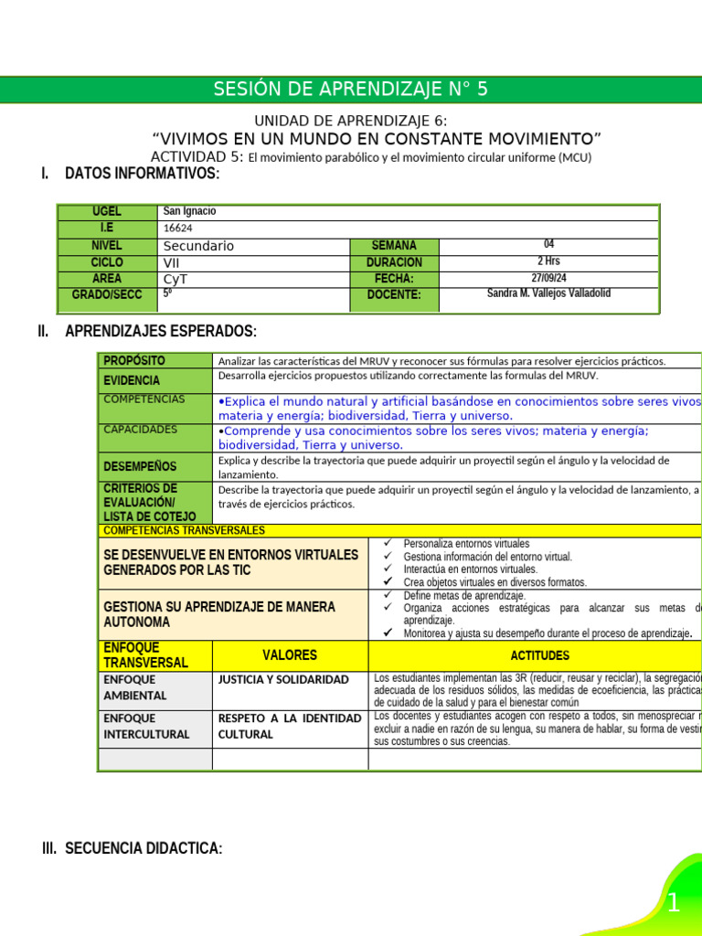 d5º Ses Act 5-Cyt-u2 | PDF | Aprendizaje | Evaluación