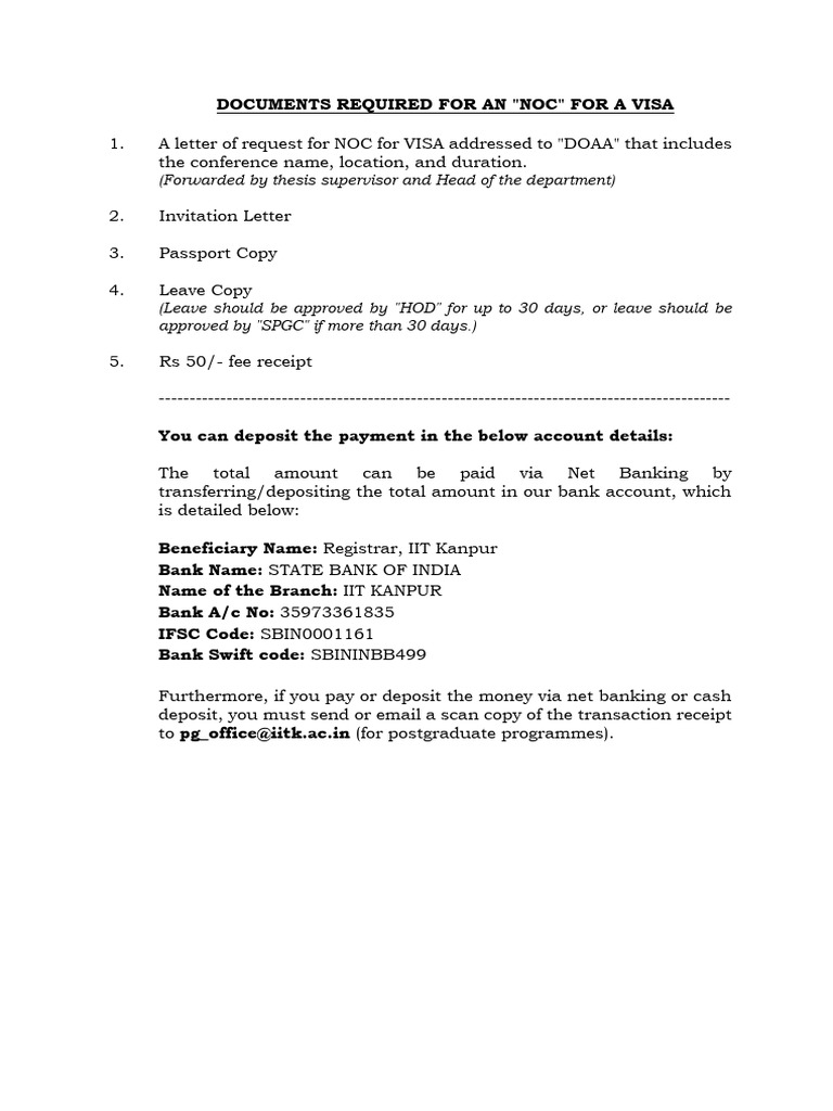 Documents-required-for-NOC-for-a-VISA | PDF