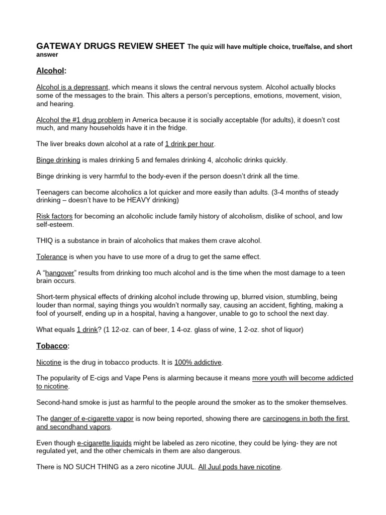 Drugs Test Review Sheet | PDF | Cannabis (Drug) | Electronic Cigarette
