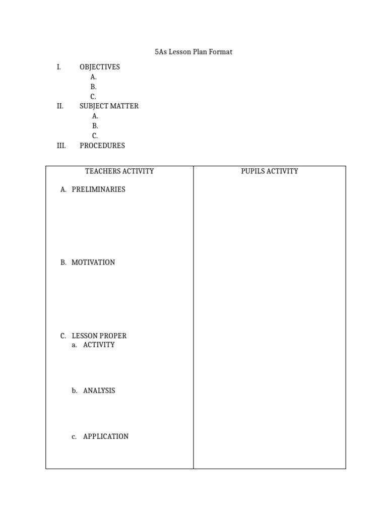 1-Format (5as Lesson Plan) | PDF