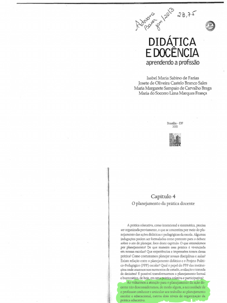 O Planejamento e A Prática Docente (1) Dia 17-08 | PDF