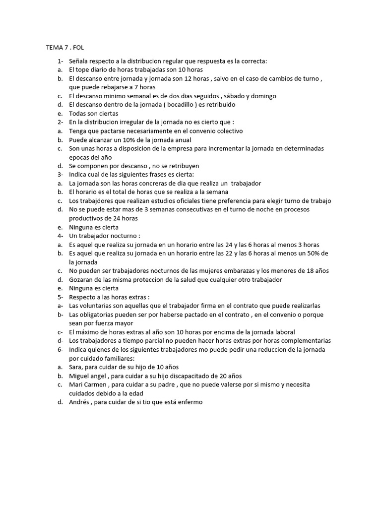 Tema 7 Fol | PDF | Salario | Tiempo de trabajo