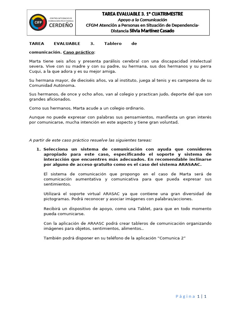 TAREA EVALUABLE 3. Tablero de Comunicación (UD.3) | PDF