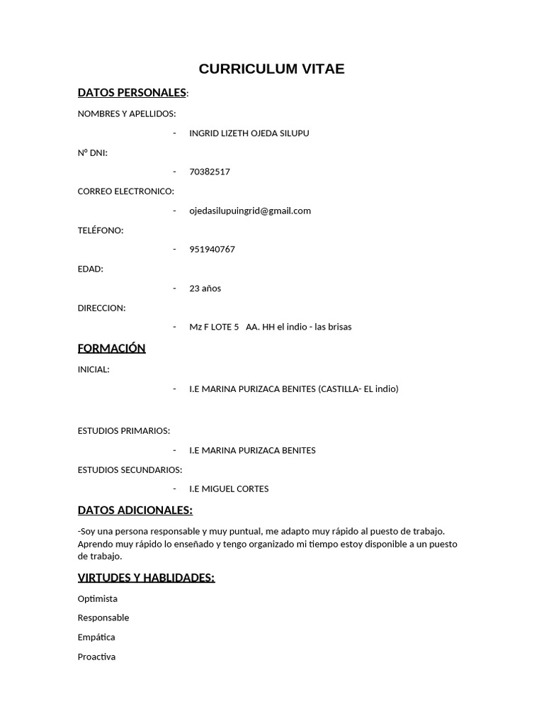 Curriculum Vitae Dalia Juarez | PDF