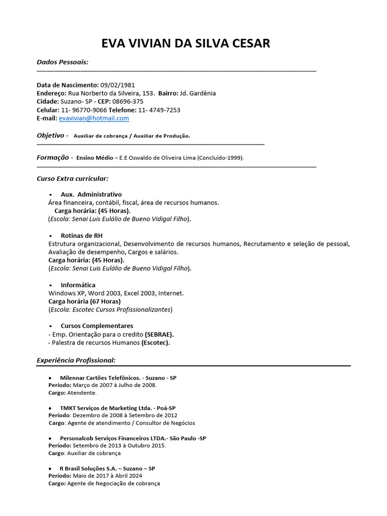 Eva Curriculum | PDF