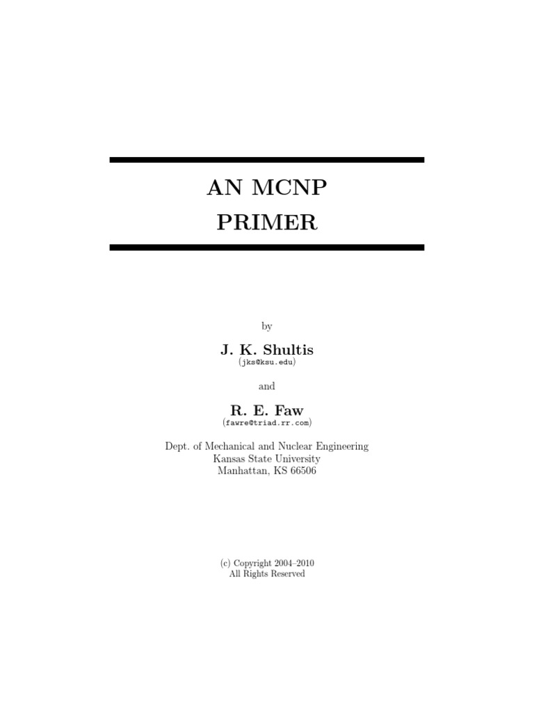 MCNP Primer by Shultis and Faw | PDF | Chemical Elements | Isotope
