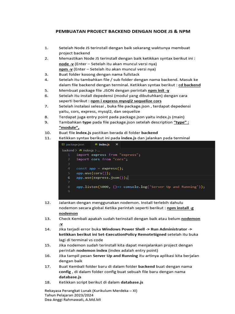 Pembuatan Project Backend | PDF