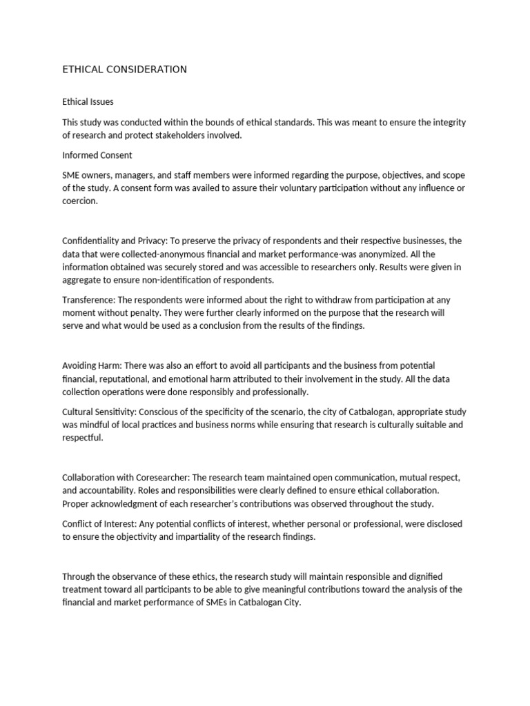 Ethical Consideration | PDF