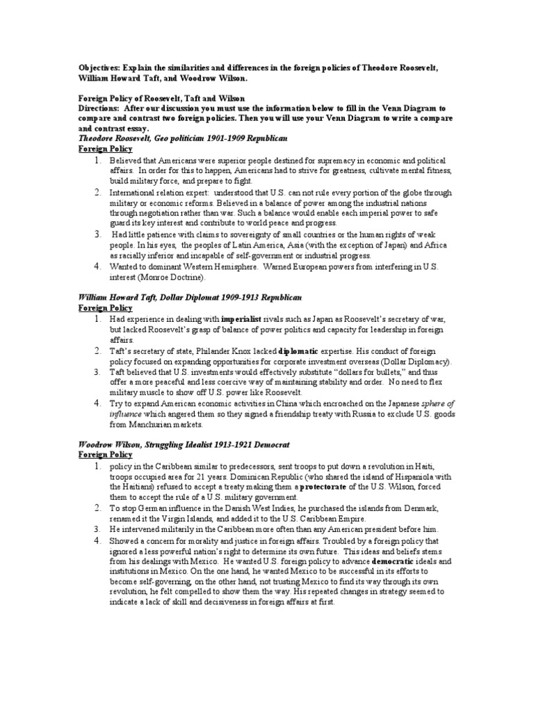 Compare And Contrast Theodore Roosevelt And William Howard Taft Sale ...
