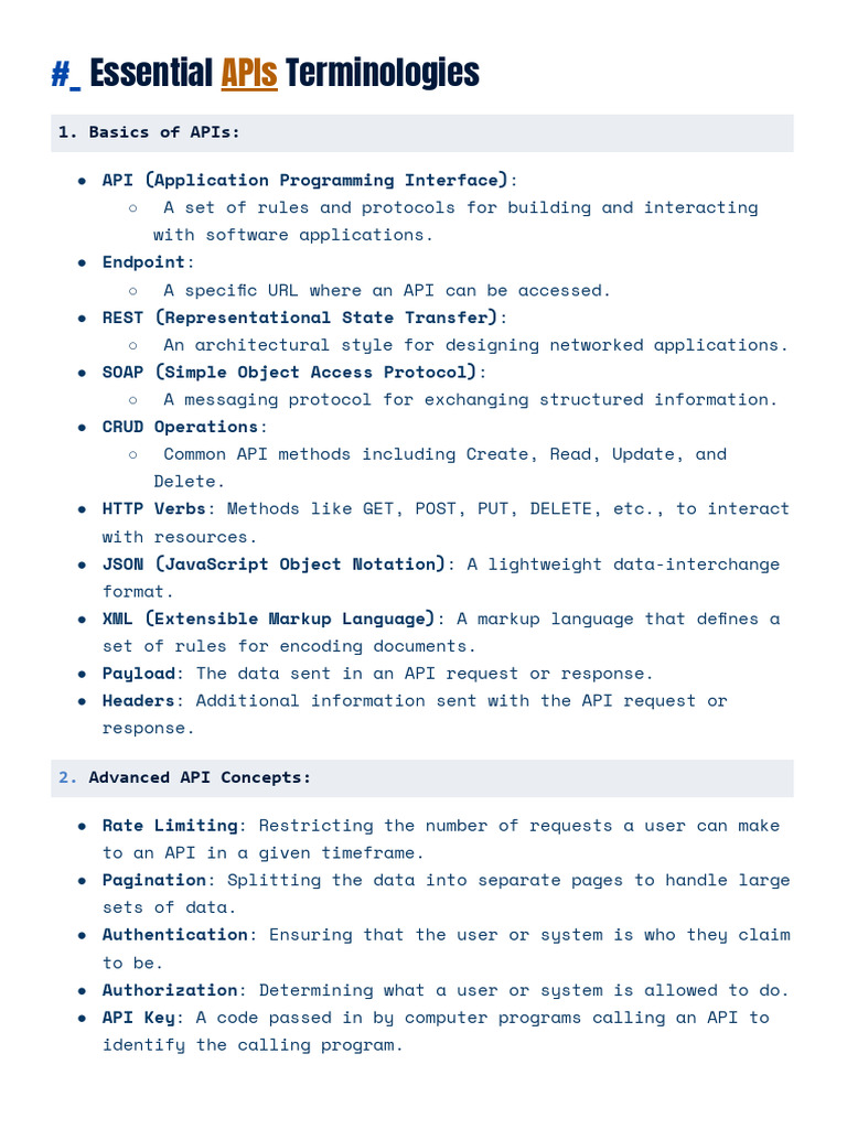 Essential APIs Terminologies 1731972813 | PDF | Soap | World Wide Web