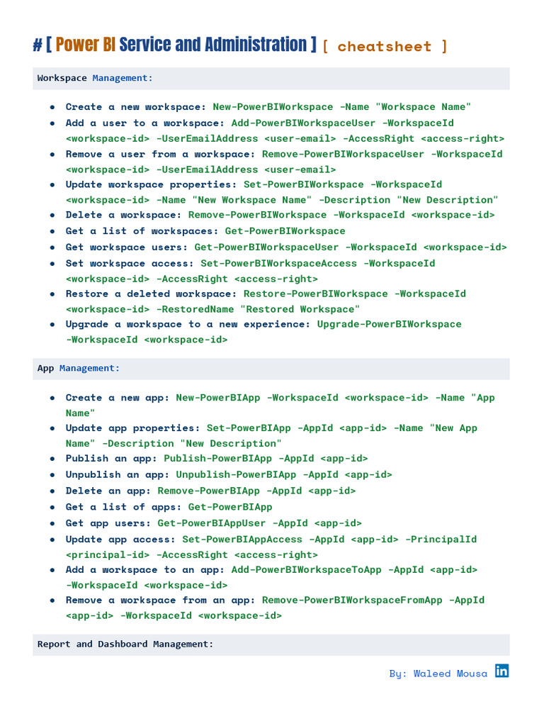 Power BI Service Administration Cheatsheet | PDF | Computer Science ...