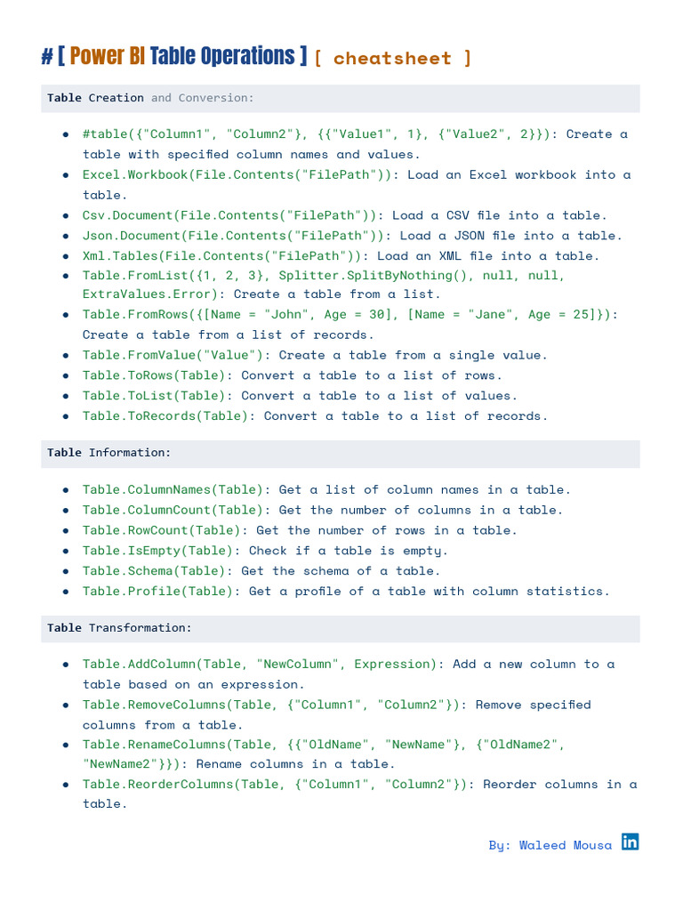 Power BI Table Operations | PDF | Table (Database) | Logarithm