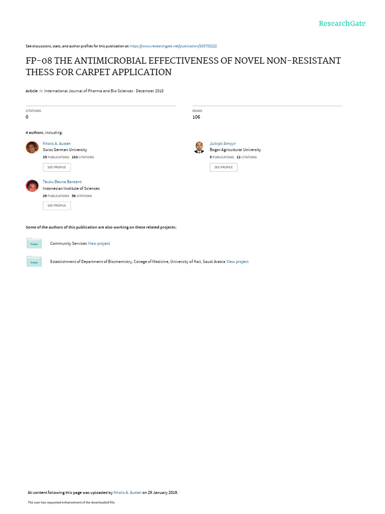 ijpbs-THESS-AntimicrobialCarpet | PDF | Antimicrobial | Bacteria