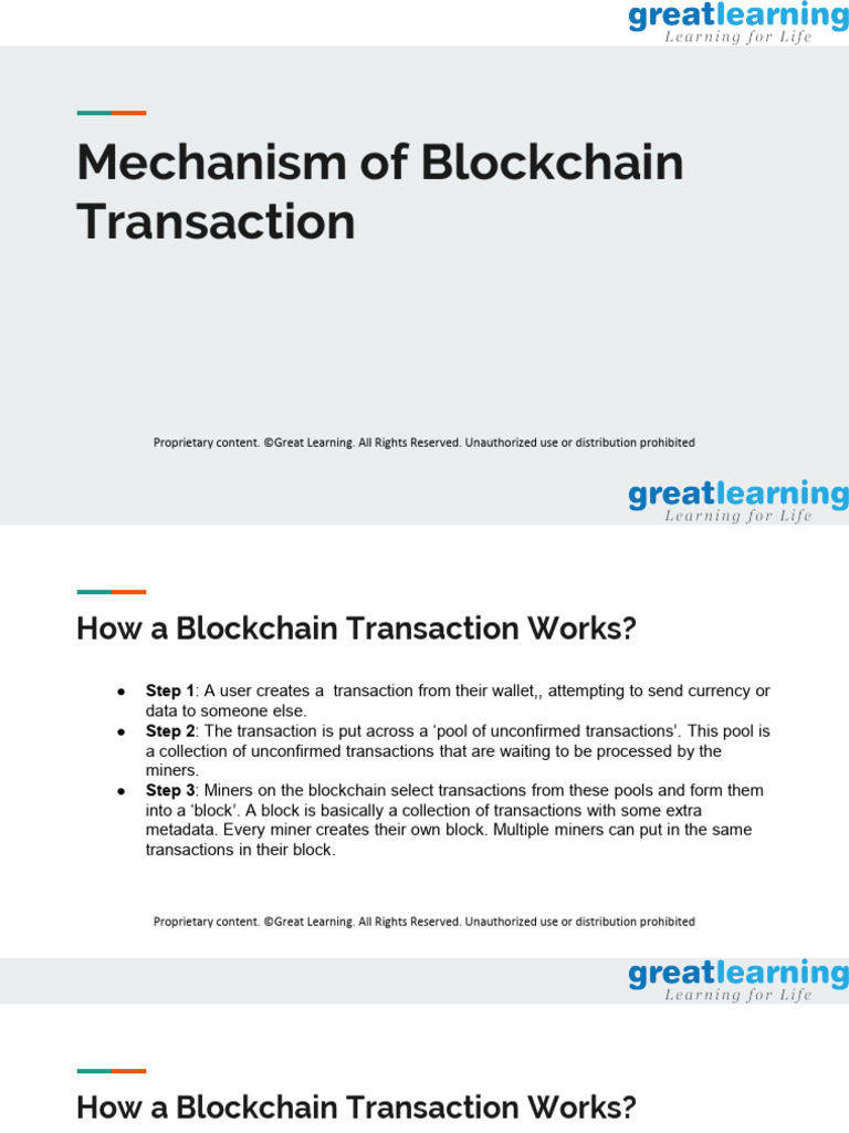 Mechanism of Blockchain Transaction | PDF